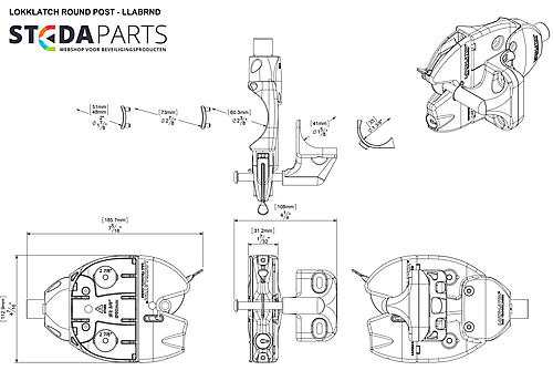 LokkLatch sleutelbediend poortslot Voor ronde palen