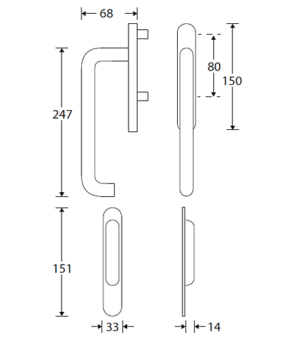 Schuifpui hevel greep - Elegant