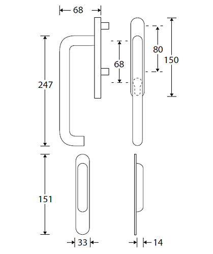Schuifpui hevel greep - Elegant